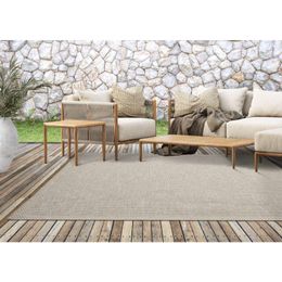 the carpet - Calgary In- & Outdoor Teppich Flachgewebe, Modernes Design, Trendige Farben, Superflach, uv- und Witterungsbeständig, Beige-Grau, 160 x