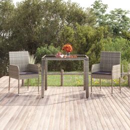 Gartentisch,Terrassentisch,Gartenmöbel mit Glasplatte Grau 90x90x75 cm Poly Rattan VMEC422348 MAISONCHIC