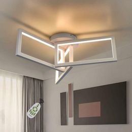 Deckenlampe led Deckenleuchte dimmbar mit Fernbedienung 70W weiße Wohnzimmerlampe aus Metall Modern Design Schlafzimmerlampe Esstischlampe Bürolampe