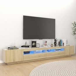 MAISONCHIC - TV-Möbel,TV-Schrank TV-Lowboard für Wohnzimmer TV-Hängeschrank mit LED-Leuchten Sonoma-Eiche 260x35x40 cm 47162