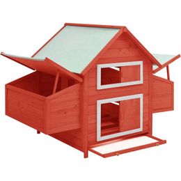Hühnerstall Rot und Weiß 152x96x110 cm Massivholz Tanne - Rot - Maison Exclusive