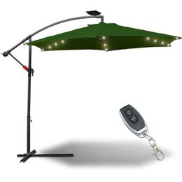 Sonnenschirm mit led Beleuchtung Ampelschirm - Sonnenschutz, Gartenschirm - Grün, 300cm - Grün