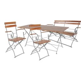 Mojawo 4tlg Biergarten Set klappbar Tisch+2xStuhl+Bank Armlehne-MBG1002+MBG1006+2xMBG1001