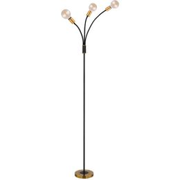 Vintage Stand Leuchte verstellbar Wohn Arbeits Zimmer Steh Lampe schwarz gold Globo 54010-3S