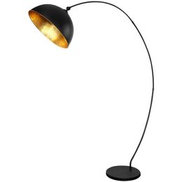 Bogen Steh Leuchte schwarz matt Blatt Gold Design Wohn Zimmer Stand Lampe verstellbar Globo 58486