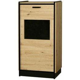 Vitrine Karia Kommode Anbauwand Schrankwand Esszimmer Eiche Artisan + Schwarz