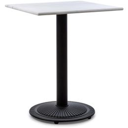 Blumfeldt Patras Onyx Bistro-Tisch - Gartentisch im Jugendstil, 60 x 60 cm Marmortischplatte, 72 cm Höhe, für drinnen und draußen, gusseiserner Standfuß,