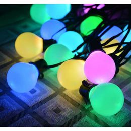 TRADESHOP 20 led Glühbirnen / 6 Meter Solar Lichterkette Deko rgb Solarbetrieben zum Schmücken Deko Party Licht Beleuchtung