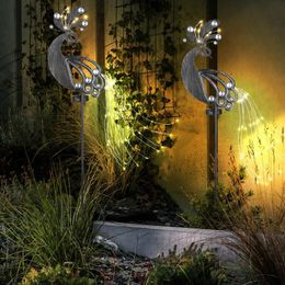 Globo Solarstecker Garten Steckleuchte Solarlampe für Außen Gartendeko Pfau Design, Metall Kunststoff, led 3000K, LxBxH 17,5x4,5x88 cm, 2er Set