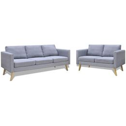 Sofa Set 2-Sitzer und 3-Sitzer - Couch Wohnzimmersofa Stoff Hellgrau BV445821 Bonnevie
