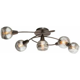 Globo - led Decken Lampe Leuchte Metall Bronze Glas Rauch Klar Wohn Ess Schlaf Zimmer