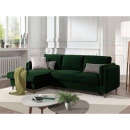 Lisa Design - Brooke – ecksofa rechts links – mit schlaffunktion und bettkasten – 4-sitzer – aus samt - grün