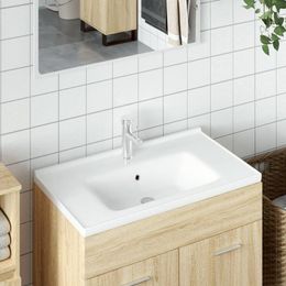 Waschbecken, Waschtisch, Handwaschbecken Weiß 91,5x48x19,5 cm Rechteckig Keramik LLOAQ222991 MAISONCHIC