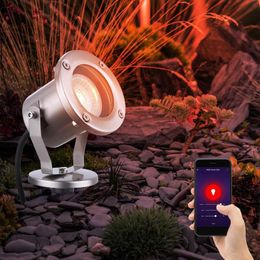 Globo - Gartenleuchte GU10 mit Erdspieß Außenstrahler Boden Gartenstrahler IP65 Strahler schwenkbarem, App-Steuerung, Smart rgb led 4,5W 290Lm, DxH