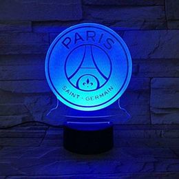 Mumu - LED-Nachtlicht fc Paris Saint-Germain Football Club 3D-Illusion Kinder-Fußball-Logo PSG-Schreibtischlampe