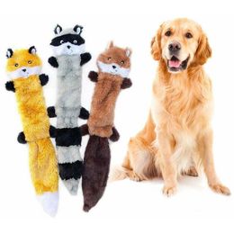 Minkurow - 3 Stück Quietschende Spielzeuge Plüsch-Hundespielzeug mit Sound Kauspielzeug für Hunde Interaktives Spielzeug Waschbär Eichhörnchen Für