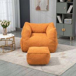 Dolinhome - Sessel, Sofa, mit Armlehnen und Fußstütze, orange, 91x83x65cm