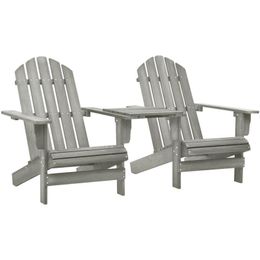 MAISONCHIC Relaxsessel,Gartenmöbel,Garten-Adirondack-Stühle mit Teetisch Massivholz Tanne Grau -96783