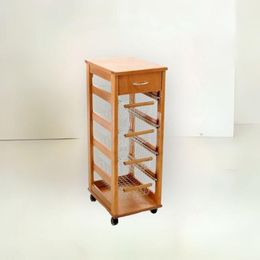 Toscohome - Platzsparender Küchenwagen mit ausziehbaren Körben und eichenfarbener Schublade - Vesuvio