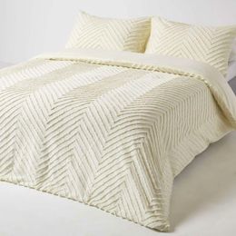 Perkal Bettwäsche 230 x 220 cm off-white aus 100% Baumwolle, getuftet mit Chevron-Muster - Offwhite - Homescapes