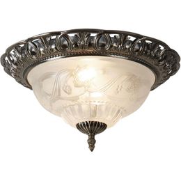 Searchlight - Landhaus Stil Decken Beleuchtung Lampe Glas Leuchte Messing antik Blumen Dekor 7045-13