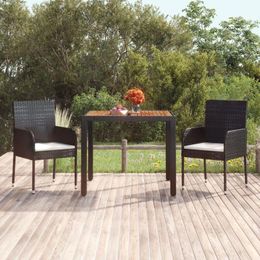Gartentisch,Terrassentisch,Gartenmöbel mit Holzplatte Schwarz 90x90x75 cm Poly Rattan VMEC336502 MAISONCHIC