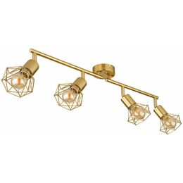 Globo Deckenleuchte Deckenlampe Wohnzimmerleuchte Esszimmerlampe Spotlampe, Metall goldfarben, 4 Flammig Spots beweglich E14, h 19,5 cm