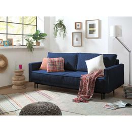 Lisa Design - Charlie – 3-sitzer sofa mit schlaffunktion und bettkasten – aus cord - marineblau - Marineblau
