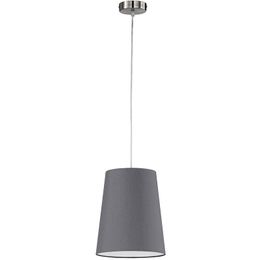 Fischer und Honsel Fischer&honsel - Hängeleuchte Hängelampe Esszimmerlampe Pendelleuchte mit grauem Stoffschirm, Metall silber, 1x E27, DxH 25x140 cm