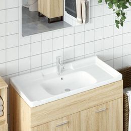 Waschbecken,Handwaschbecken,Waschtisch Weiß 100x48x23 cm Rechteckig Keramik NCEBE806250 MAISONCHIC