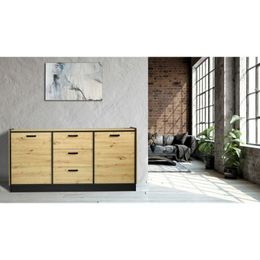 Küchen Preisbombe - Kommode Karia 180 cm Anbauwand Schrankwand Esszimmer Sideboard Artisan + Schwarz