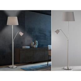 meineWunschleuchte Led Stehlampe mit Leselampe & Stoff Lampenschirme Grau - Höhe 175cm