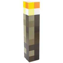 Paladone - Minecraft Fackellampe Torch light, Tisch -und Wandleuchte braun/gelb, 2 Leuchtfunktionen, pulsierend/ Standard, als Wandleuchte montierbar