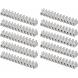 10er Pack Anschlussklemme für 1,5 mm² - 6 mm² Draht, 10x Riegel mit 12 Stück, 450 V/41 a, weiß, A4002 - EMOS