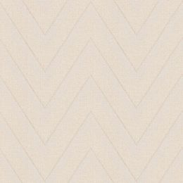 A.S. Création Scandi Tapete mit Zick Zack Muster | Nordische Vlies Mustertapete in Beige Grau | Skandinavische Zickzack Vliestapete in Sandfarben für Wohnzimmer