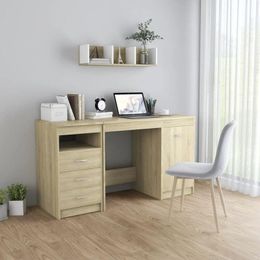 Schreibtisch Computertisch - Bürotisch Sonoma-Eiche 140x50x76 cm Holzwerkstoff BV486026 Bonnevie