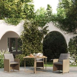 Gartentisch,Terrassentisch,Gartenmöbel,Balkontisch Beige 109x107x74 cm Poly Rattan & Massivholz Akazie VMEC431780 MAISONCHIC