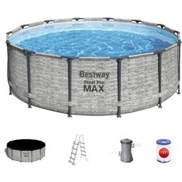 5619D Frame Pool Steel Pro max Swimmingpool rund Ø427x122cm Komplett-Set - Bestway
