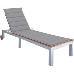 MAISONCHIC - Sonnenliege,Liegestuhl,Gartenliege mit Auflage Akazie Massivholz Verzinkter Stahl VEIN535390