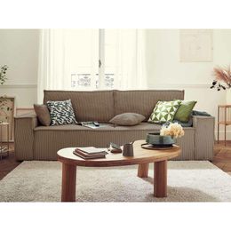 Bestmobilier - Dellia – 3-sitzer sofa mit schlaffunktion – mit bettkasten – aus cord – zeitgenössischer stil - taupe