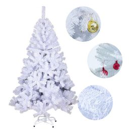 Swanew - Künstlicher Weihnachtsbaum mit Beleuchtung Schneeflocken led Tannenbaum für Weihnachten-Dekoration pvc 150cm Weiß - Weiß