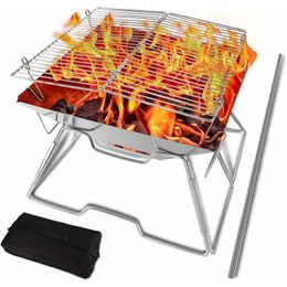 Holzkohlegrills Edelstahl Tragbarer Klappgrill Mit Tragetasche Barbecue Grill Bbq Holzkohle Für Gartengrill Camping Reisen Festival - Minkurow