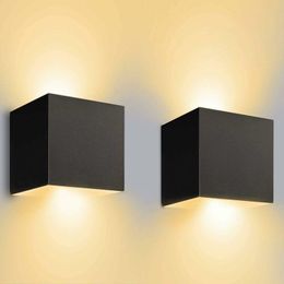 12W led Wandleuchten Innen/Außen 2 Stück Außenwandleuchte 3000k Warmweiß Schwarz led Wandleuchte mit einstellbarem Abstrahlwinkel Außenbeleuchtung