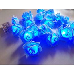 Batteriebetriebene LED-Rosen-Lichterkette für Hochzeit, Zuhause, Party, Geburtstag, Festival, Innen- oder Außendekoration (blaue Rose, blaues Licht,