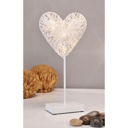 Spetebo Led Deko Herz warmweiß - 10 led - Metall Tischlampe mit Papierschirm - Deko Leuchte Herz Hochzeit Verlobung