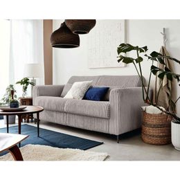 Owen - 3-sizter sofa schlaffunktion - täglicher schlaf - 12 cm matratze - aus cordsamt - hellgrau - Hellgrau