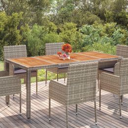 Gartentisch,Terrassentisch,Gartenmöbel mit Holzplatte Grau 190x90x75 cm Poly Rattan VMEC778230 MAISONCHIC
