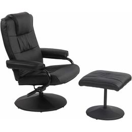 CLP - Sessel Ennis mit Fußhocker schwarz