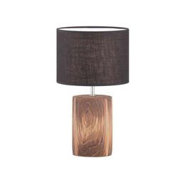 etc-shop Tischleuchte Beistelllampe Nachttischlampe Schlafzimmer Keramik Holzfarbe h 43cm