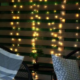 etc-shop Led Lichterkette Gartenlampe Außenleuchte Partylicht Leuchtkette, Kunststoff transparent, 120x 198lm 2700K warmweiß, IP44, l 100 cm